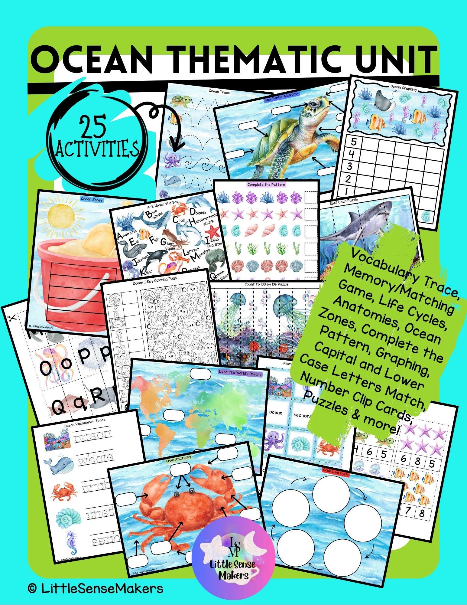 Ocean Animals Activity Pack: Homeschool & Preschool Printables – Little ...